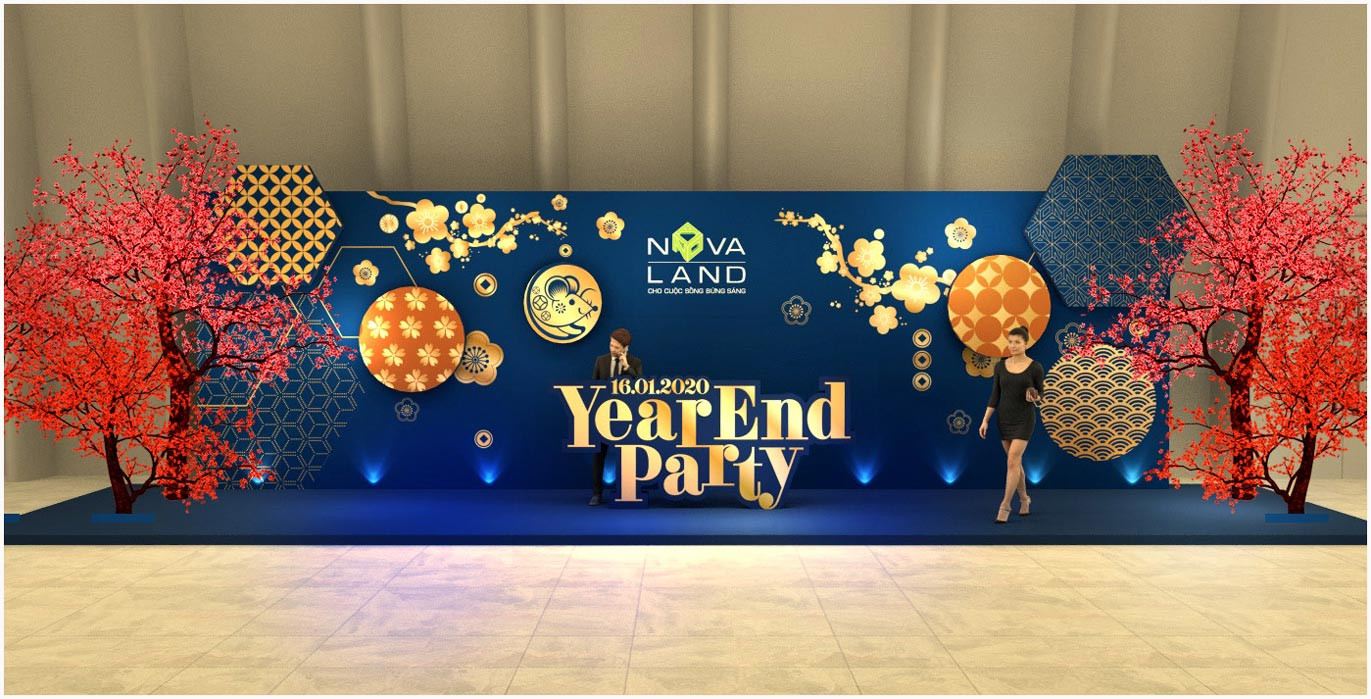 Tổng hợp các mẫu backdrop tiệc tất niên đẹp, sáng tạo